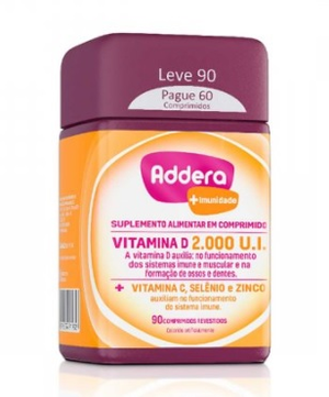 Vitamina d addera + imunidade 2000 u.i. 90 comprimidos revestidos ...