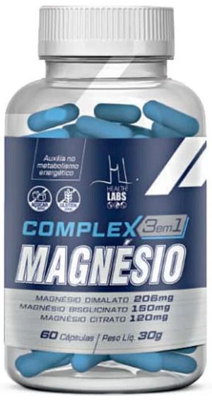 Complex magnésio 3 em 1 60 cápsulas health labs | CallFarma
